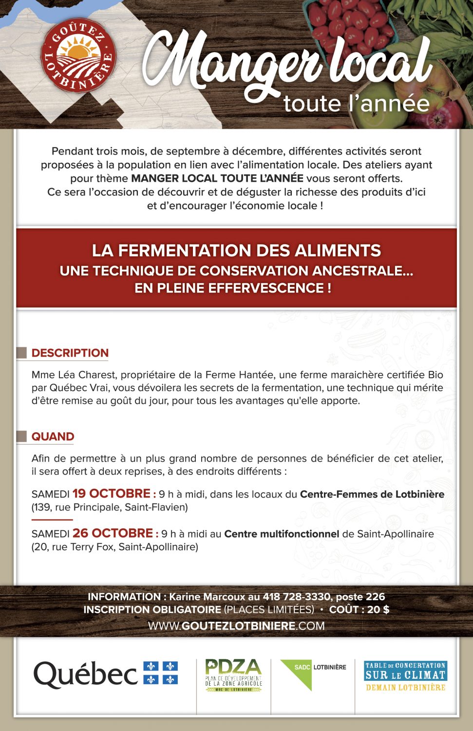 MANGER LOCAL - La fermentation des aliments - Saint-Apollinaire